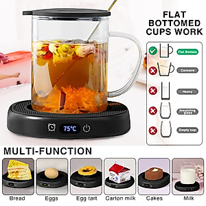 DUHEL Coffee Mug Warmer, Coffee Warmer for Desk with 3 Temp Settings, Cup Warmer for Desk Auto Shut Off, Cute Mug Warmer for Desk(Black No Cup)