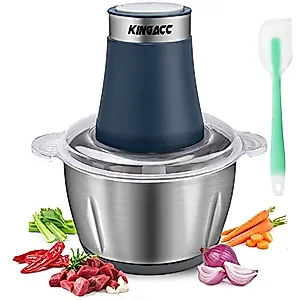 Electric Food Processor & Vegetable Chopper, 8-Cup Blender Grinder for Meat, Vegetables, Onion, Garlic, with 2L Stainless Steel Bowl and 4 Sharp Blades for Slicing, Shredding, Mincing, and Puree, 300W