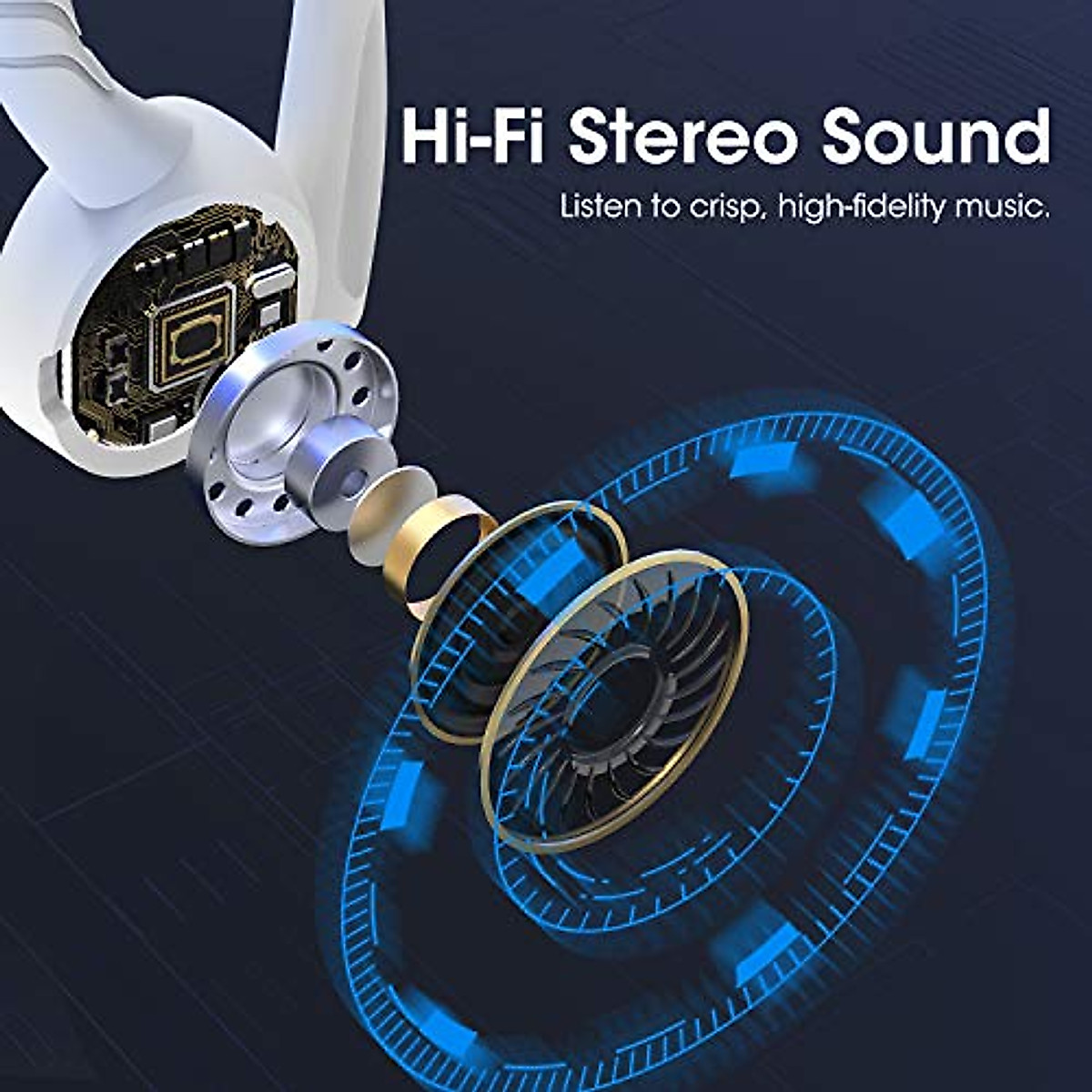 APEKX True Wireless Earphones with Charging Case IPX 7 Waterproof Over Ear Bluetooth Headphones Built-in Mic Deep Bass Headset for Sport Running - White