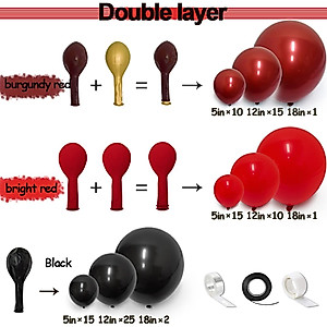 Black Red Balloon Garland Burgundy Black Balloons Premium Maroon Black Latex Balloon Ruby Red Black Balloon Arch for Halloween Vampire Christmas Birthday Wedding Prom Theme Party Decor