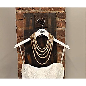 NAHANCO MRSMRS20117 Same Sex, Gay Pride Hanger Set, White Wood Hangers with Black Imprint (Mrs. and Mrs.), 17” (2-Piece Set)