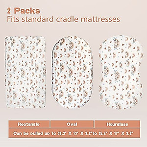 Pack and Play Sheets 2 Pack Stretchy Pack N Play Sheets with Elastic Band, Portable Mini Crib Sheets Fitted Most Standard Size Crib Mattress, Soft and Breathable Material(Rainbow and Rabbit)