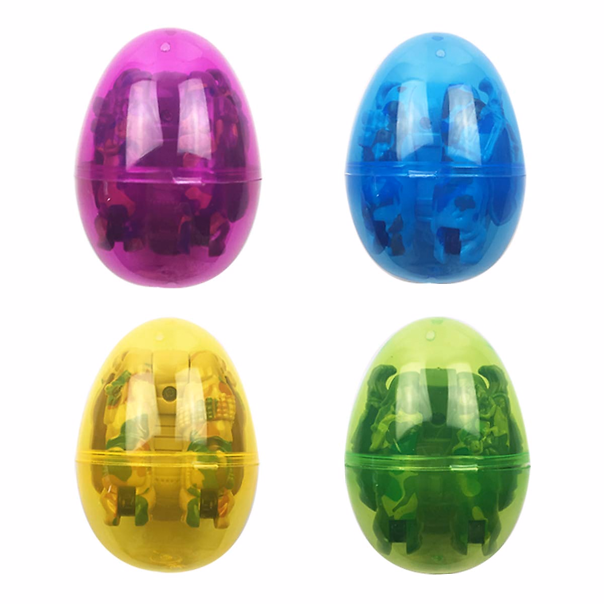 QINGQIU 4 Pack Jumbo Soldier Deformation Easter Eggs with Toys Inside for Kids Boys Girls Easter Gifts Easter Basket Stuffers Fillers