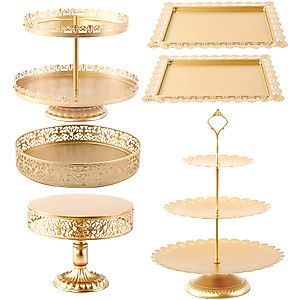 Set of 6 Gold Cake Stands Cakes Pedestal Dessert Display Tiered Cupcake Holder Candy Fruit Desserts Platter Decoration for Wedding Birthday Party Baby Shower Celebration