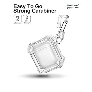 Dexnor Compatible with Airpods 1&2 Case, Clear Hard 2-Peice AirPods 1st(2016) & AirPods 2nd(2019) Generation Case with Keychain Clip for Boys Girls Women Men[LED Visible Support Wireless Charging]