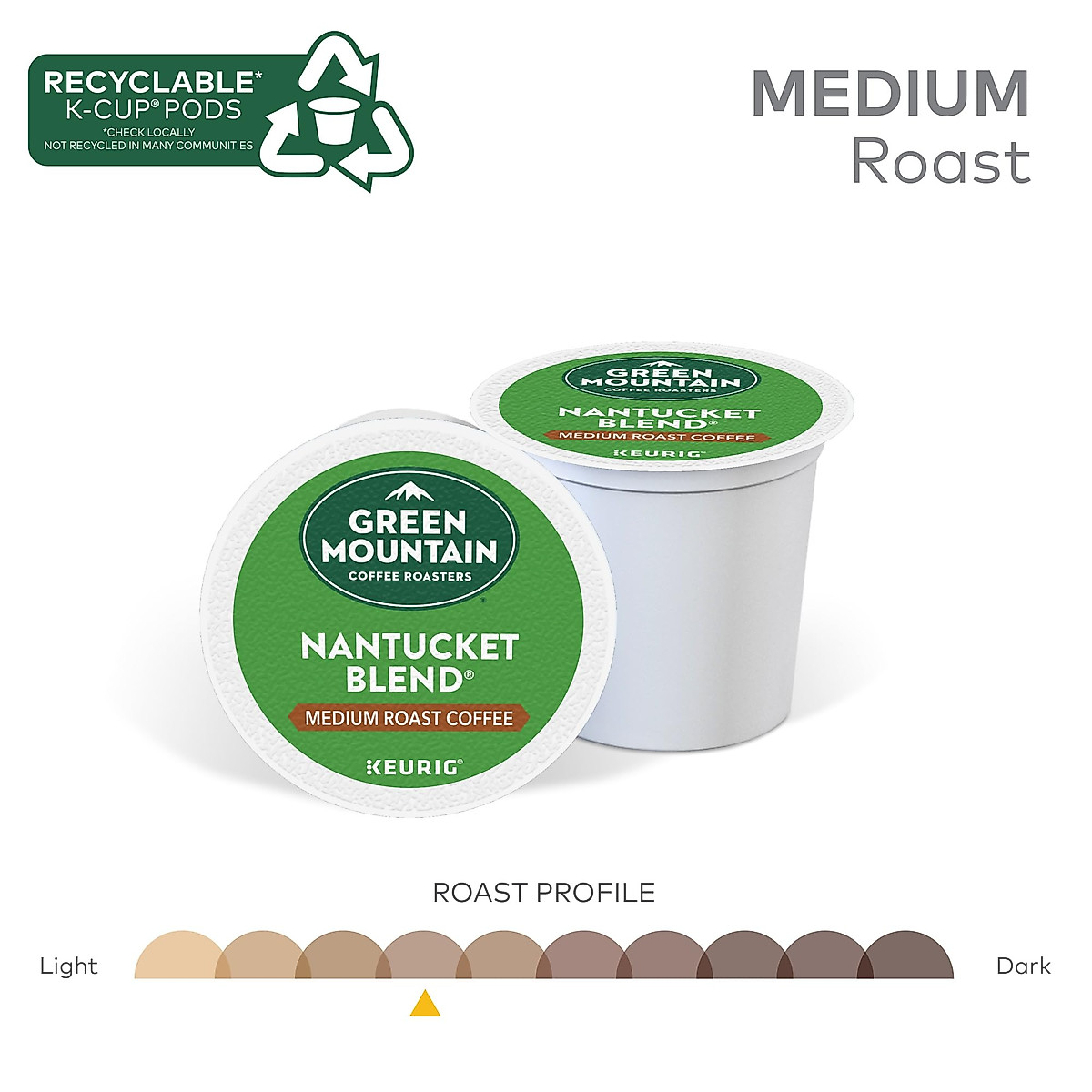 Green Mountain Coffee Roasters Nantucket Blend, Single-Serve Keurig K-Cup Pods, Medium Roast Coffee Pods, 72 Count