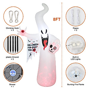 Halloween Inflatable Decorations Outdoor, Halloween Blow Up Inflatable for Halloween Yard, Garden, Lawn Decorations, Towering Spooky Ghost with Heart in Hand, Build-in LEDs