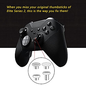 E-MODS GAMING 6 in 1 Metal Thumbsticks Replacement for Elite Series 2 Controllers Xbox One (Model1797) - Thumb Sticks for Elite Series 2 Core (White)