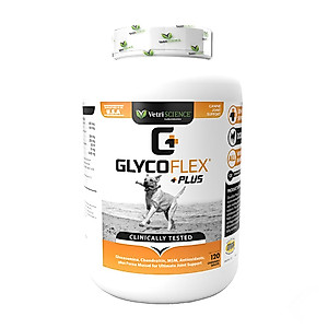 VETRISCIENCE GlycoFlex Plus Hip and Joint Supplement for Dogs, Chewable Tablet â€“ Extra-Strength Joint Support with Green Lipped Mussel, Chondroitin, and Glucosamine for Dogs