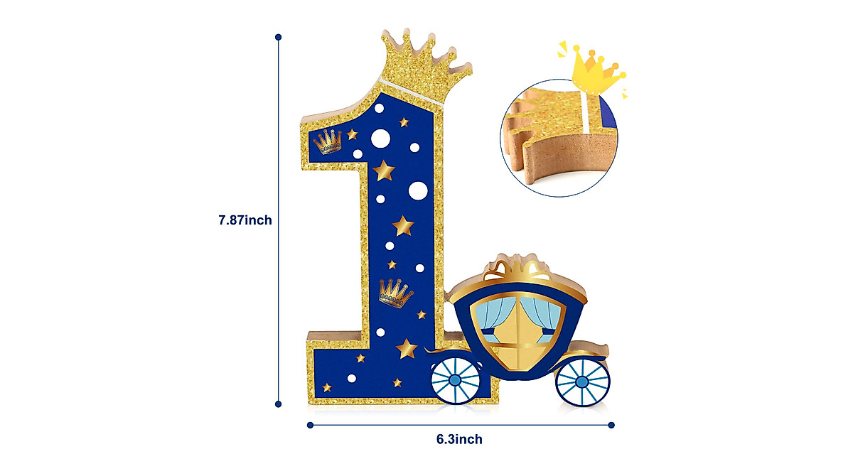 Prince Number 1 Wooden Sign for First Birthday Parties