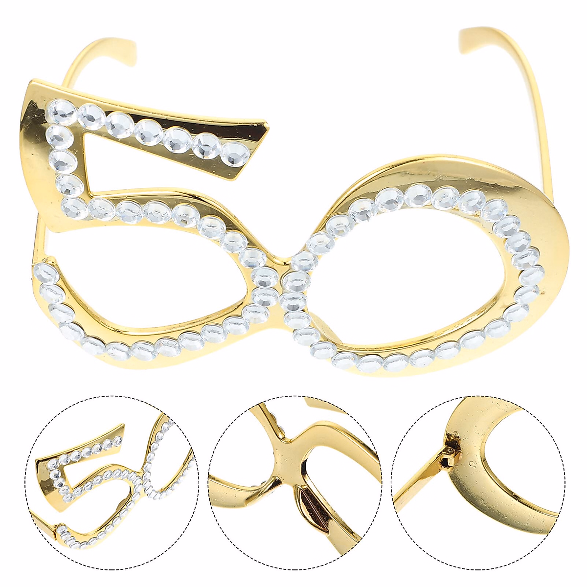 Abaodam 1 Pair Party Props Birthday Party Eyeglasses Rhinestone Eyewear Number Glasses Prop Birthday Decoration Number Birthday Eyeglass Birthday Glasses Beautiful Birthday Eyeglass