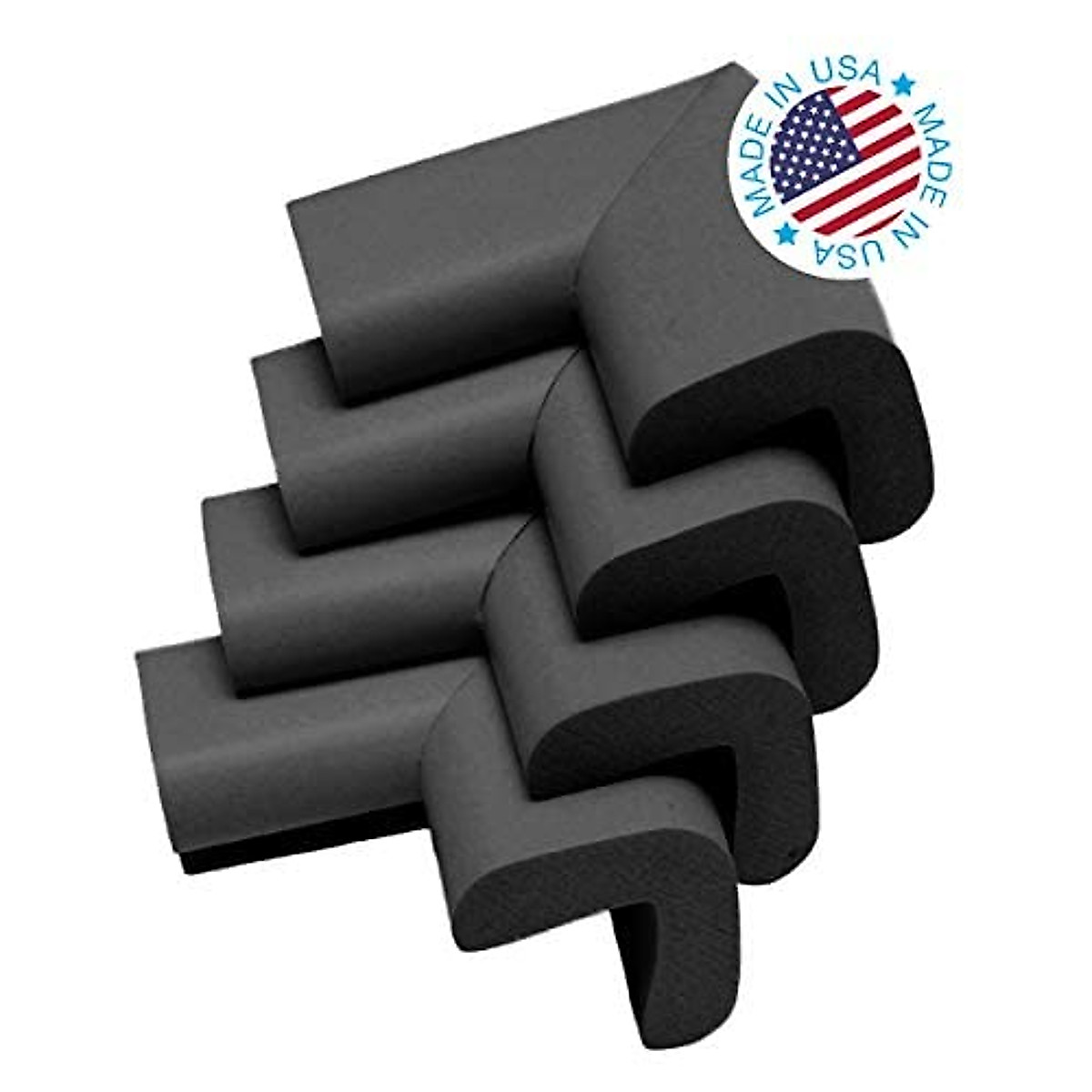 KidKusion 4-Piece Safety Corner Cushion, Black, Child Proofing Corner Guard, Made in USA, Child Safety, Home Furniture Safety Bumper, Baby Proof Table Protector, 4 Count (Pack of 1)