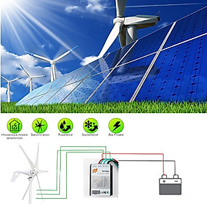 QAZNHODDS 4000W Wind Turbine Generator kit 24v Wind Industrial Machinery Equipment with Wind Boosting Controller 5 Blades Horizontal Axis Permanent Magnet Generator for Home Street,Three Blade,48v