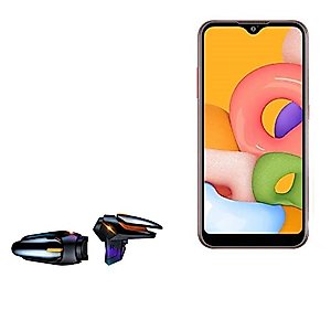 BoxWave Gaming Gear Compatible with Samsung Galaxy A01 - Touchscreen QuickTrigger Auto, Trigger Buttons Autofire Gaming Mobile FPS - Jet Black