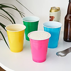 True Bright Party Cups, Disposable Cups, Drink Cups for Cocktails and Beer, 16 Ounce Capacity, Plastic, Multicolor, Set of 24
