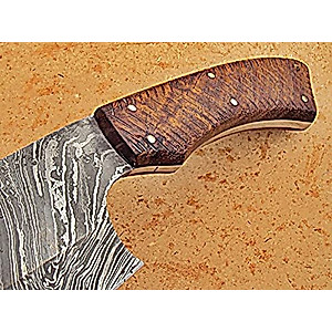 CP-285, Damascus Steel 12.00 Inches Cleaver style Knife – Solid Rose Wood Handle (Damascus Steel 1)