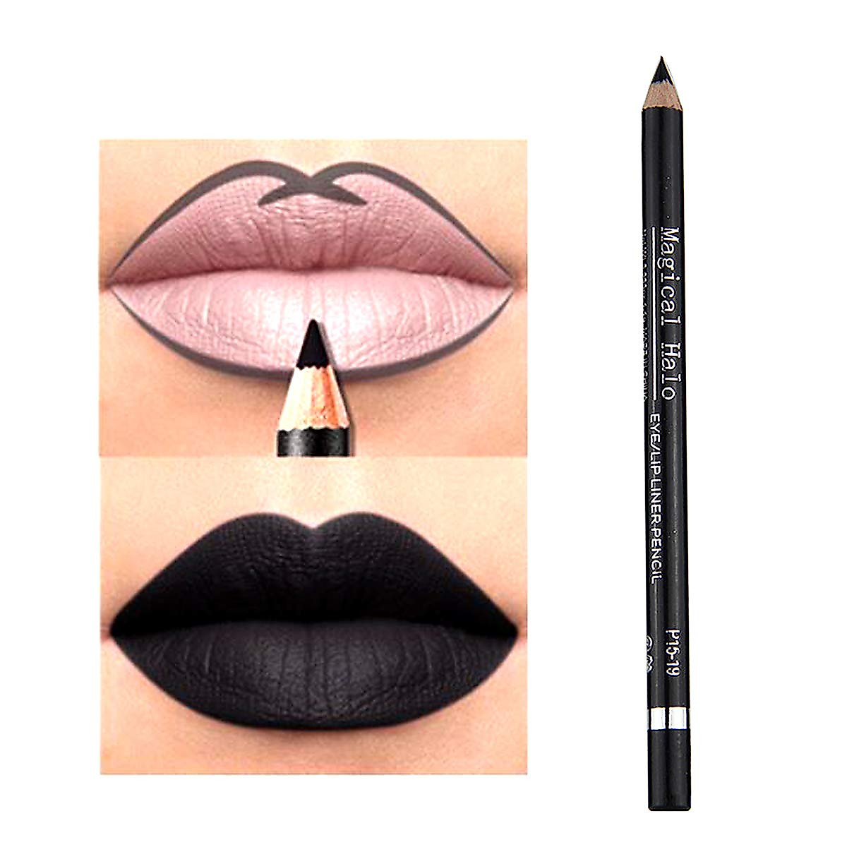 Coosa Professional Makeup Matte Liquid Lipgloss & Lip Liner Set Long Lasting Waterproof Liquid Lipstick Set, Black (2 PCS)