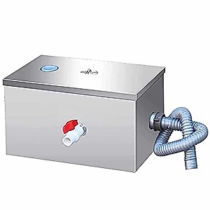 Commercial Grease Trap for Kitchen, Stainless Steel Grease Trap Interceptor, Oil and Water Separator, Removable Mesh Filter, for Restaurants, Coffee Shops