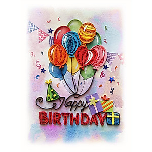 TUMYBee Quilled Happy Birthday Card, Floral Design, 5in x 7in, for Women