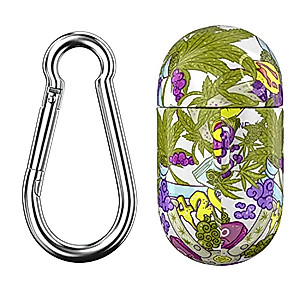Hard Case Compatible with AirPods Pro 2 | AirPods Pro | AirPods 3 gen 2 1 Smoking Plastic Cover High Design Pot Leaf Trippy Earpods Protective Hook Shockproof Stoner 420 Weed Portable with Keychain