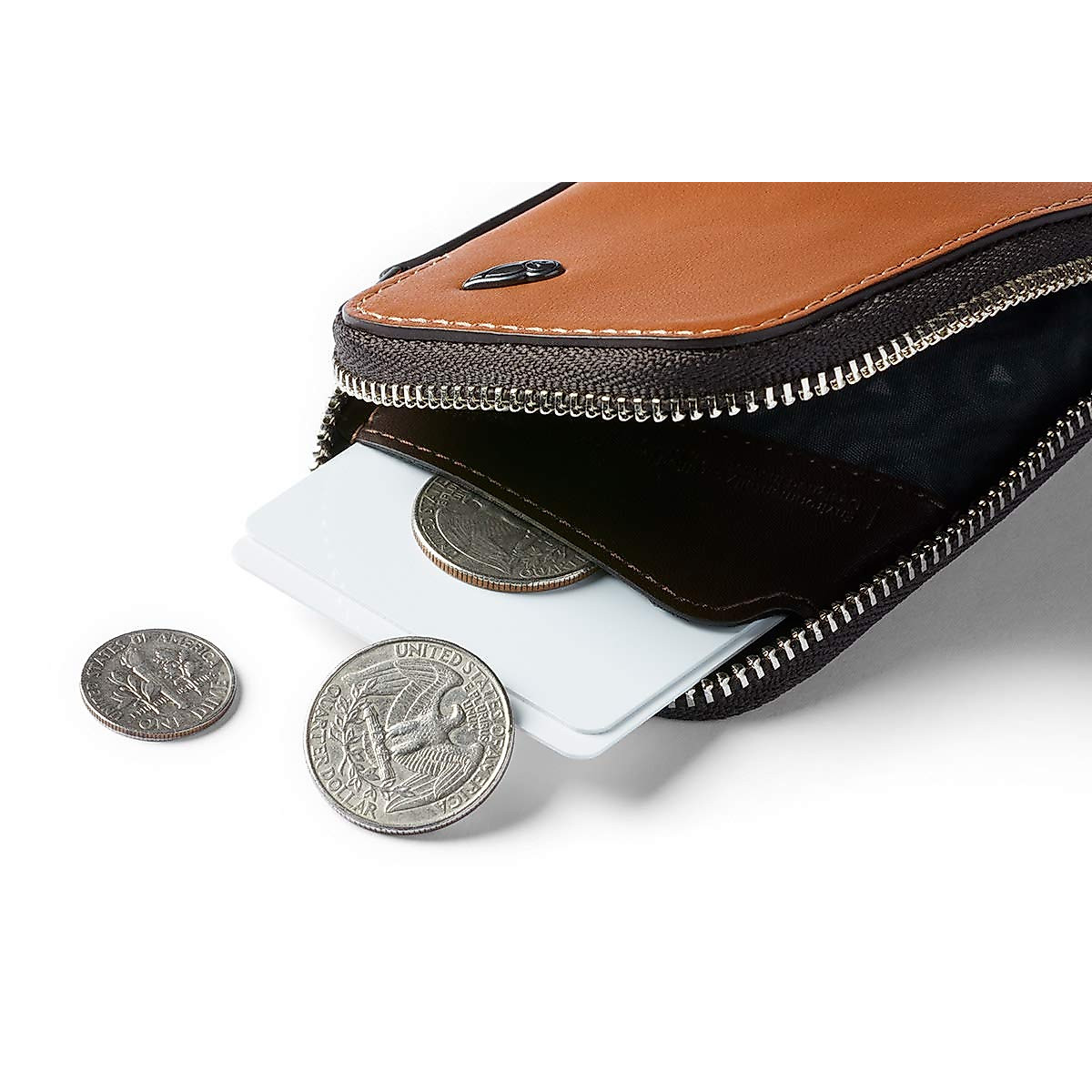 Bellroy Card Pocket (Small Leather Zipper Card Holder Wallet, Holds 4-15 Cards, Contains Internal Coin Pouch, Folded Note Storage) - Caramel
