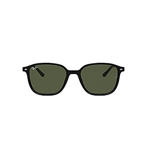 Ray-Ban RB2193 Leonard Square Sunglasses, Black/G-15 Green, 53 mm