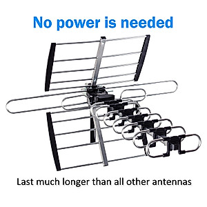 Five Star Outdoor HDTV Antenna up to 200 Mile Long Range, Attic or Roof Mount TV Antenna, Long Range Digital OTA Antenna for 4K 1080P VHF UHF Includes J Mount, 40 ft. RG6 Coaxial Cable