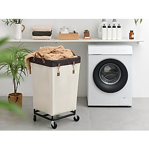 StorageWorks Laundry Hamper with Wheels, 160L Large Hampers for Laundry Rolling Laundry Basket, Dirty Clothes Hamper for Hotel, Home, Closet, Dorm, Beige, 1-Pack