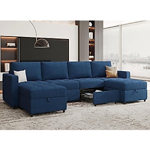 Belffin Fabric Foldable Backrest Module for Modular Sectional Sofa Couch Recliner Armrest Backrest Side for Modular Sofa Couch Blue