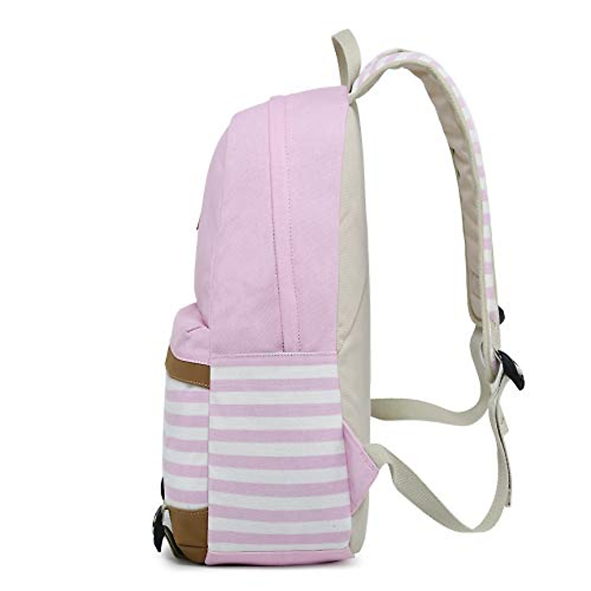 Gazigo Girls School Backpack Causal Canvas Stripe Backpack Cute Teen Backpacks For Girls School Bag (Pink)