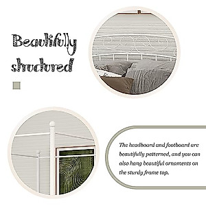 AUFANK Queen Size Canopy Bed Frame Four-Poster Metal Platform Bed with Headboard and Footboard Sturdy Heavy Duty Steel Slat Support No Box Spring Needed White