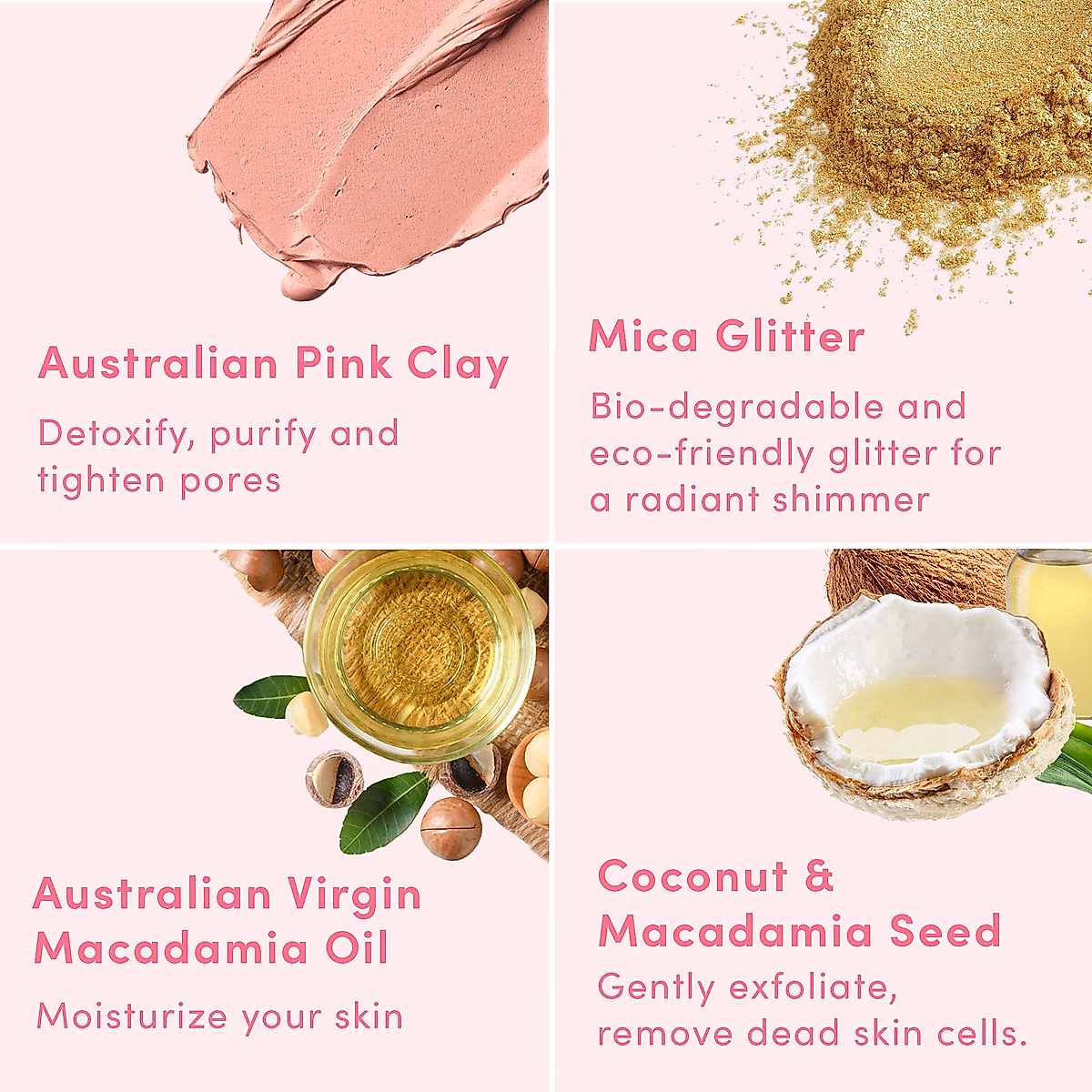 Sand & Sky Australian Pink Clay Smoothing Body Sand. Organic Exfoliating Body Scrub