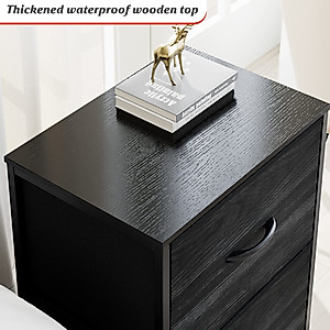 Nicehill Nightstand, Small Dresser, Bedside Furniture, Night Stand End Table with Storage Drawers for Bedroom, Black Wood Grain