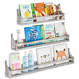 brightmaison Angel 36"-30"-24" Nursery Books Shelves Wall, Kids Bookshelf for Wall, Wall Book Shelf Organizer for Kids, Floating Shelves for Wall Decor, Burnt White, Set of 3