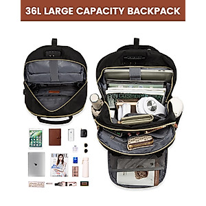 LOVEVOOK Laptop Backpack for Women & Men, Unisex Travel Anti-theft Bag Business Computer Backpacks Purse College Bag, Casual Hiking Daypack with Lock, 17 Inch, Black