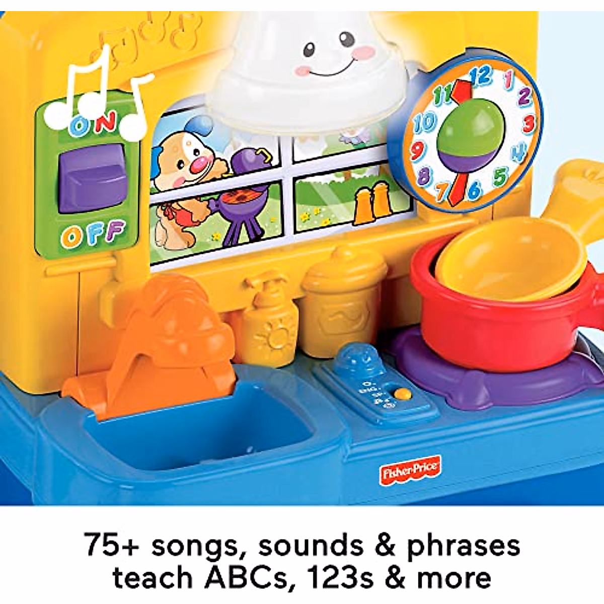Fisher-Price Laugh & Learn Toddler Playset, Learning Kitchen with Music Lights & Bilingual Content for Baby to Toddler Pretend Play