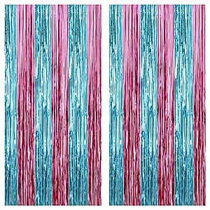 KatchOn, XtraLarge Pink and Blue Streamers - 8x3.2 Feet, Pack of 2 Gender Reveal Decorations | Baby Gender Reveal Backdrop Boy or Girl | Pink and Blue Backdrop for Pink and Blue Party Decorations