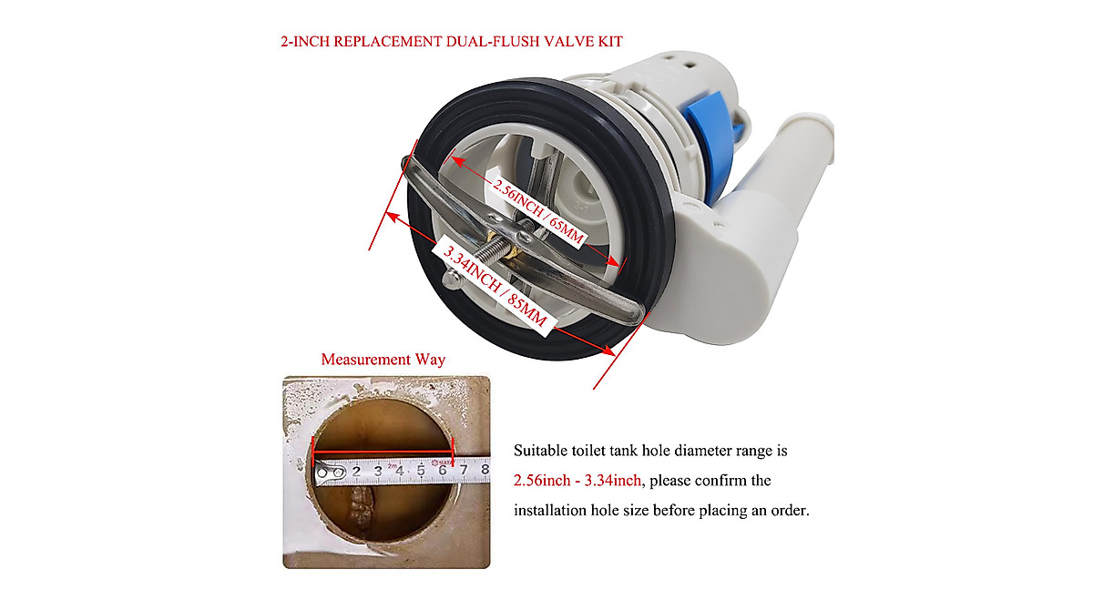 2-Inch Toilet Flush Valve Replacement Kit - Dual Flush, Easy Install