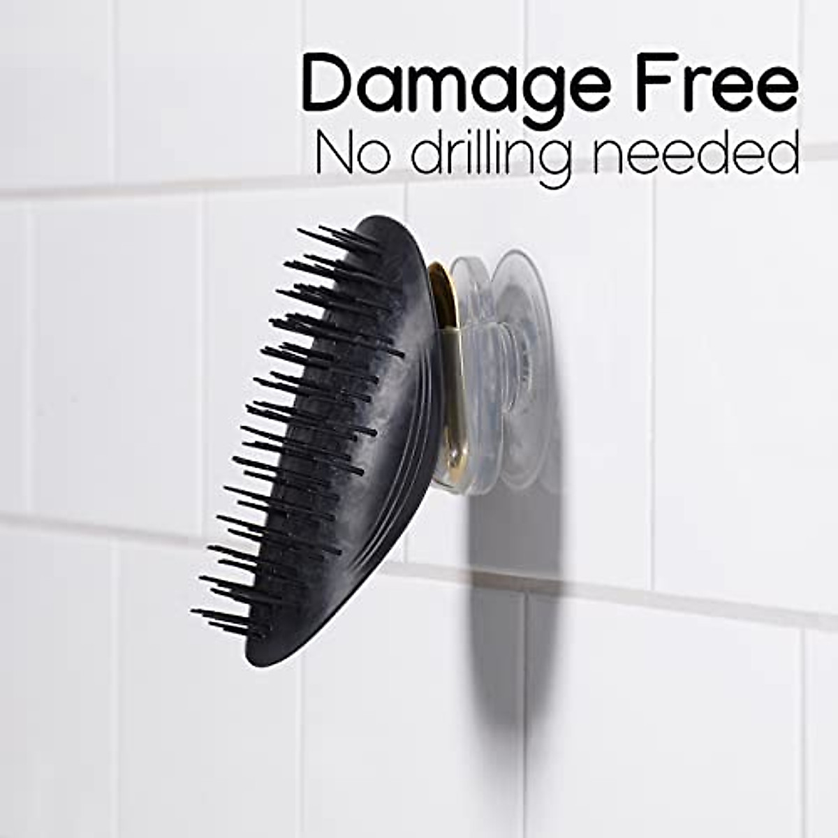 MANTA Hair Brush Shower Holder - Wall Mounted Transparent Organizer for Hair Brushes - Shower Holder with Suction Cup for Hair Accessories