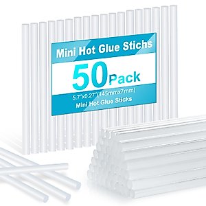 Mini Hot Glue Sticks for Glue Guns, 50-Piece Hot Glue Sticks, 5.8" Long x 0.27" Diameter, Small Size, Hot Glue Gun Sticks Versatile for Crafts, DIY Home Decor and Gluing Projects