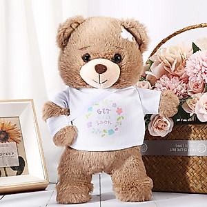 Deekin Broken Arm Gifts for Kids Get Well Soon Bear Stuffed Animal Gifts Bear for Kids Adult with Broken Arm After Surgery Soft Bandage Plush Bear 10 Inches (Get Well Soon)