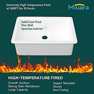 Miuara White Workstation Kitchen Sink 33 Inch - Large Undermount Kitchen Sink 33"x22", 9" Deep White Kitchen Sink Drop In, Single Bowl Topmount Fireclay Sink for Kitchen, with 4 Custom Accessories