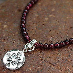 NOVICA Artisan Handmade Garnet Pendant Necklace .925 Sterling Silver Choker Red Beaded Thailand Sangria Birthstone 'Lucky Charm'