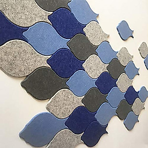 Cork Board Tiles, 8 Pcs Felt Bulletin Boards - Bonus Pins, Decorative Fish Felt Wall Notice Stickers - Memo Notes Photos Goals Pictures Drawing Kindergarten Home Creative Office Decor Sofa Wall Decal