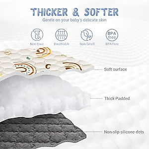 ieBabay Baby Play Mat 43 x 43 Playpen Mat One-Piece Washable Baby Crawling Mat Non Slip Cushioned Baby Playmat Boho Rainbow ABC Floor Mat for Babies Toddlers Infants (43X43,Beige)