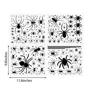 Thenshop 209 Pieces/4 Sheets Halloween Spider Stickers Large Spider Stickers Spider Style Wall Decal Removable Scary Spider Stickers Halloween Wall Clings for Halloween Party Wall Home Room Decors