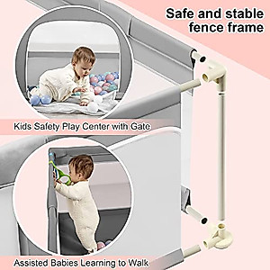 OTTOLIVES Baby Playpen, 71x59 Inch Extra Large Playpen for Babies and Toddlers, Safety Baby Gate Playpen with Breathable Mesh, Portable Play Yard for Babies for Indoor & Outdoor Kids Activity Center