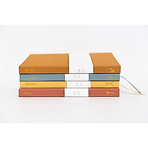 Promptly Journals, Blank Journal: THINK/BELIEVE/FEEL (Dusty Rose, Pink, Linen) | Layflat Notebook | Ruled Journal | Journal Notebook | Gifts for Women and Men