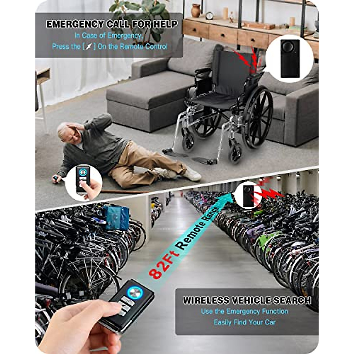 Wsdcam Wireless Vibration Alarm with Remote Control Anti-Theft Alarm Bike/Motorcycle/Vehicle Security Alarm, 110db Loud, Door and Window Alarm