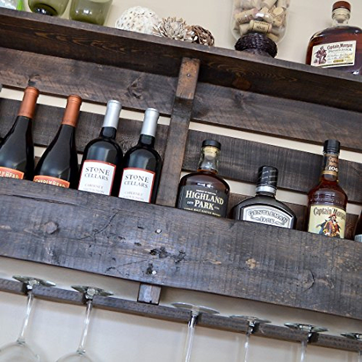 Great Lakes Reclaimed Wall Mounted Wine Rack,(Espresso/Dark Walnut Stain Finish)